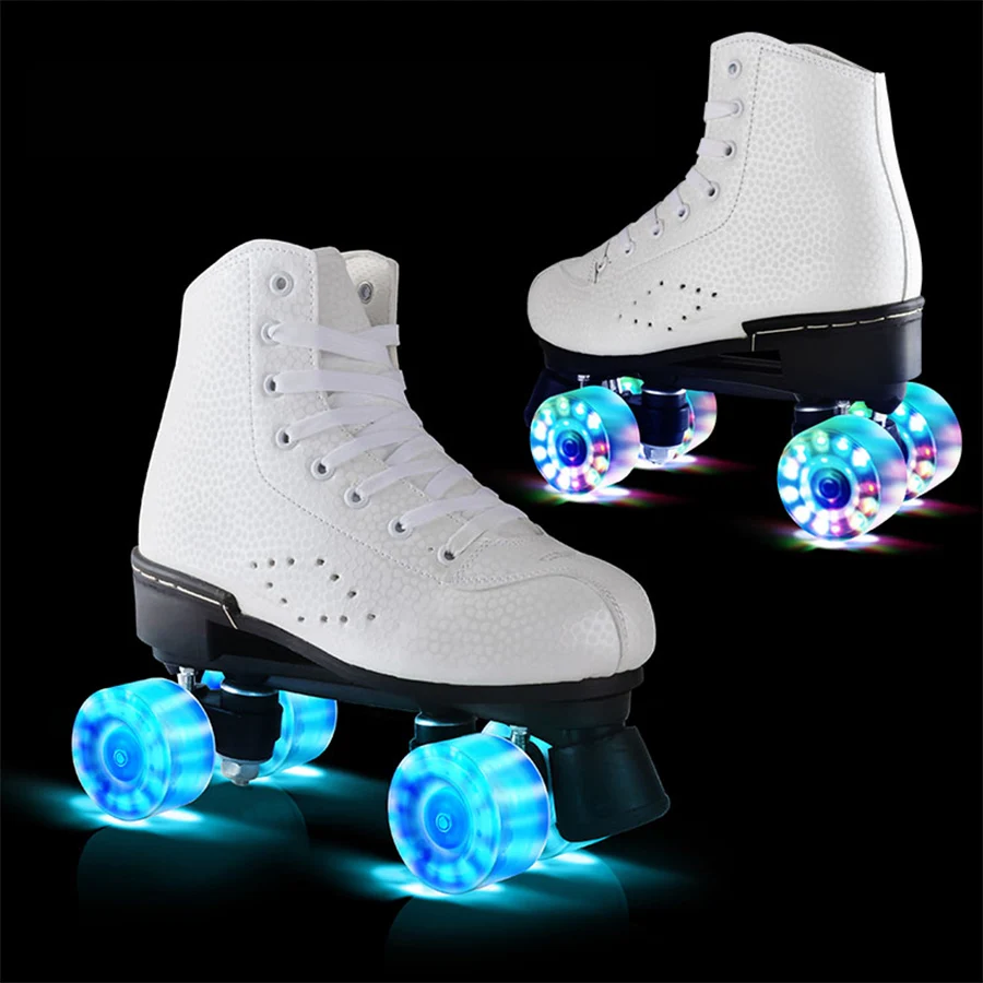 Patins-de-rodas-com-ilumina-o-led-4-rodas-duas-linhas-uso-adulto ...