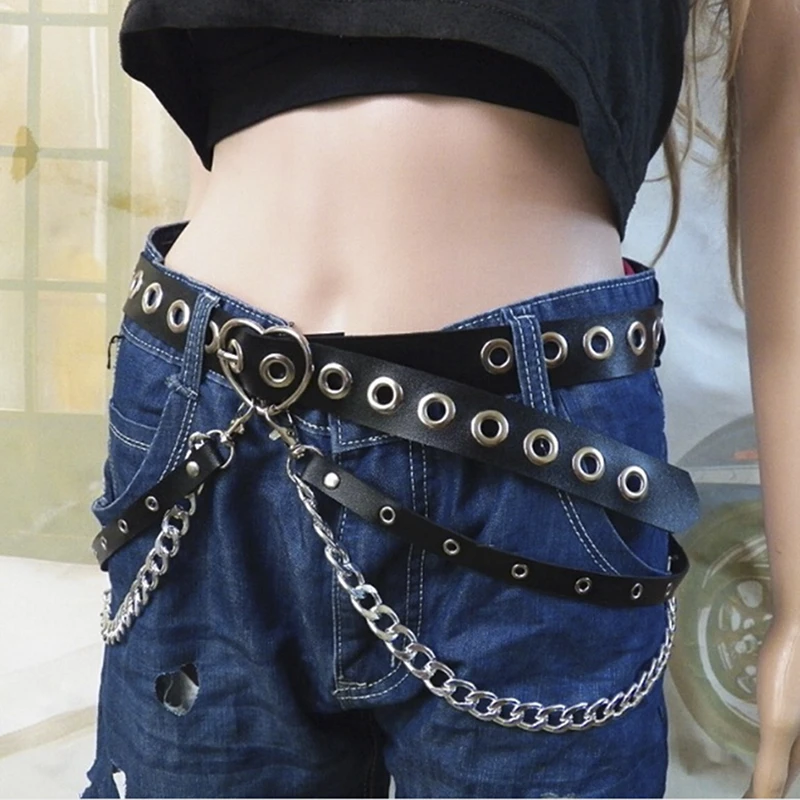 1pc Women Gothic Punk Heart Shape Belt For Women Street Fashion Rock ...