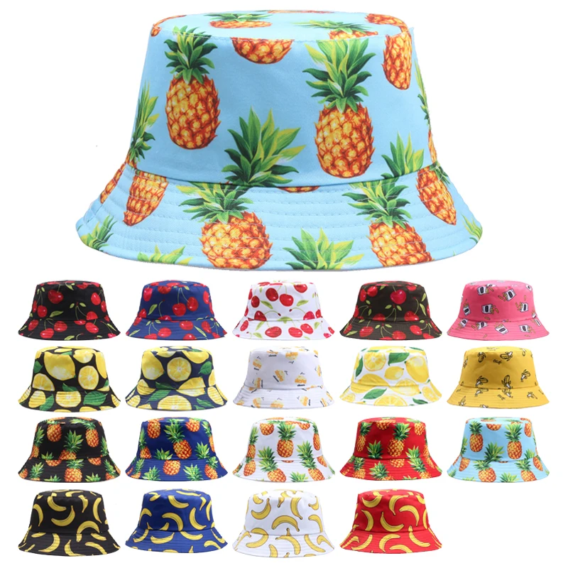 Men-Women-Fresh-Fruits-Fisherman-Hat-Cherry-Lemon-Pineapple-Banana ...