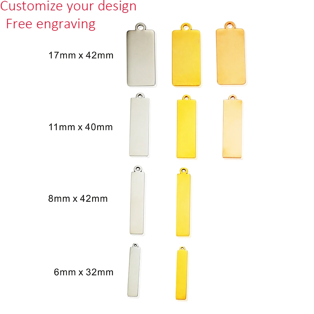 MYLONGINGCHARM-30pcs-Stainless-Steel-Rectangle-Tags-Free-Laser-Engrave ...