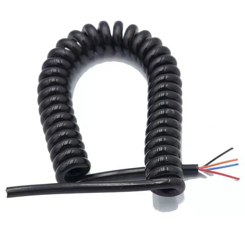 4-core Spiral Power Cord 24awg 20awg 18awg 17awg 2.5 M 5 M 7.5 M Black ...