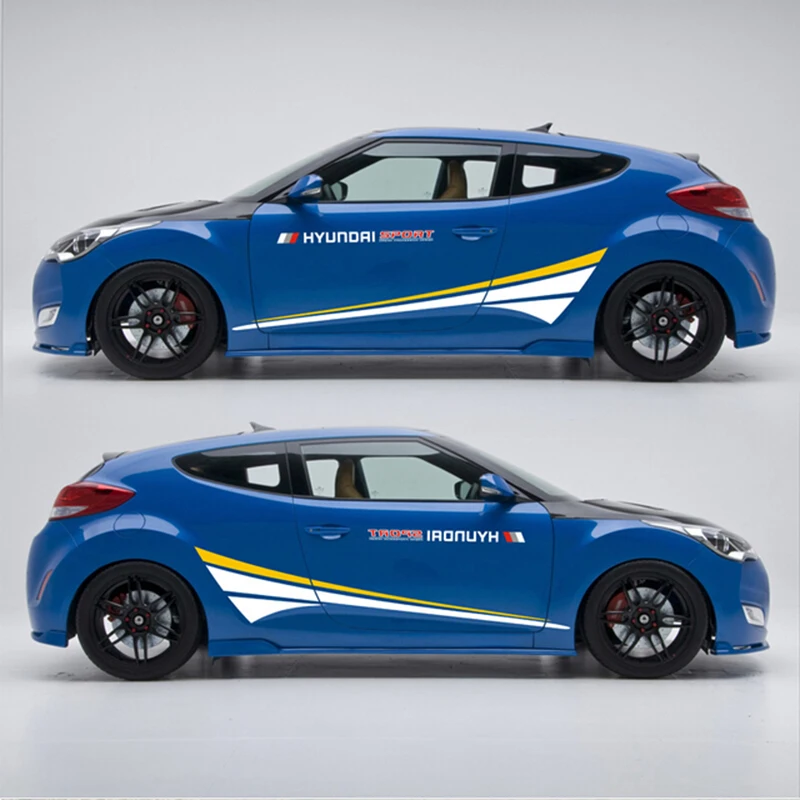 2pcs/lot Diy Sport Style Side Car Both Body Stickers Apply To Hyundai ...