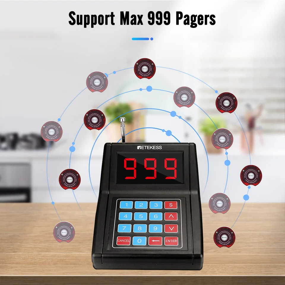 Retekess TD165 Restaurant Coaster Pager System 10 Beeper Receivers Max ...