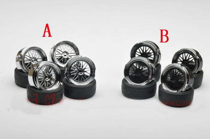 4pcs 1:18 17"/18" BBS LM Rubber Tires with Wheels Electroplated ...
