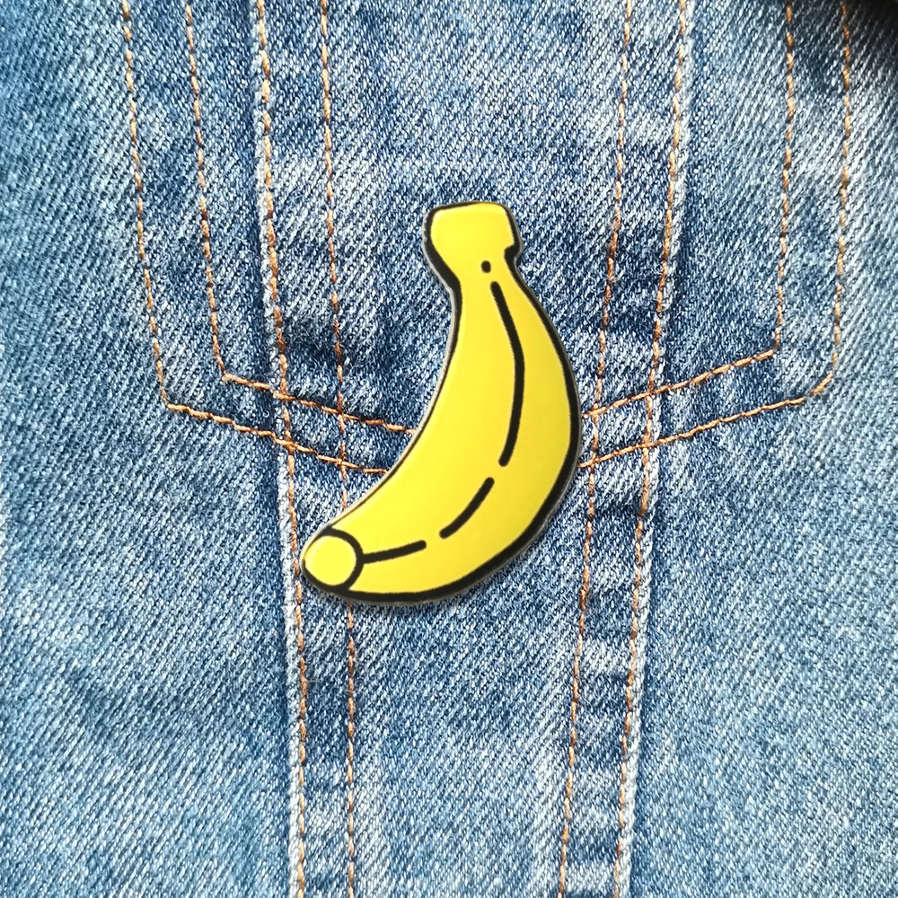 Cartoon Banana Lapel Pins For Backpacks Cute Acrylic Fruit Brooches ...