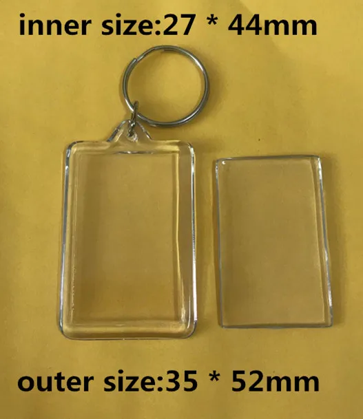 300pcs/lots Rectangle Blank Acrylic Keychains Insert Photo plastic ...