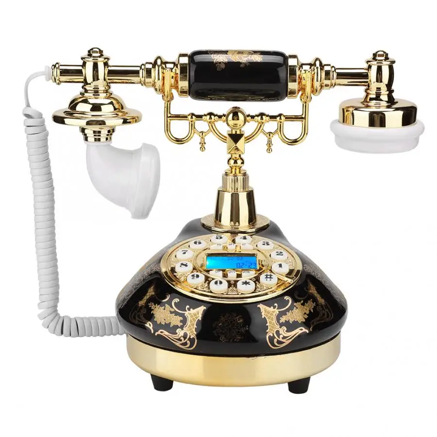 Telefone vintage retrô para casa, telefone fixo com fio na mesa de ...
