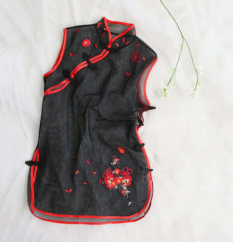 See Through Mesh Lingerie Women Sexy Hot Erotic Cheongsam Mini Dress ...