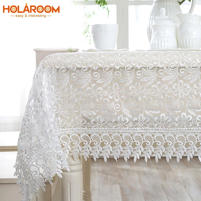 Lace Tablecloth Side Table | Lace Tablecloth Oval Table - White Lace ...
