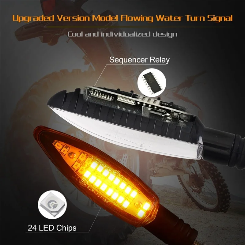 Motorcycle Turn Signal LED Light E24 Flowing Water Blinker Flashing ...