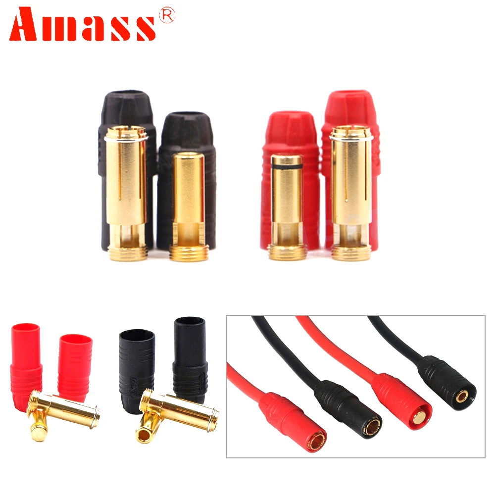 Amass AS150 남성 여성 안티 스파크 커넥터 7mm 금도금 바나나 플러그 세트, 배터리 ESC 및 RC 완구용 충전 리드|amass as150|battery ...