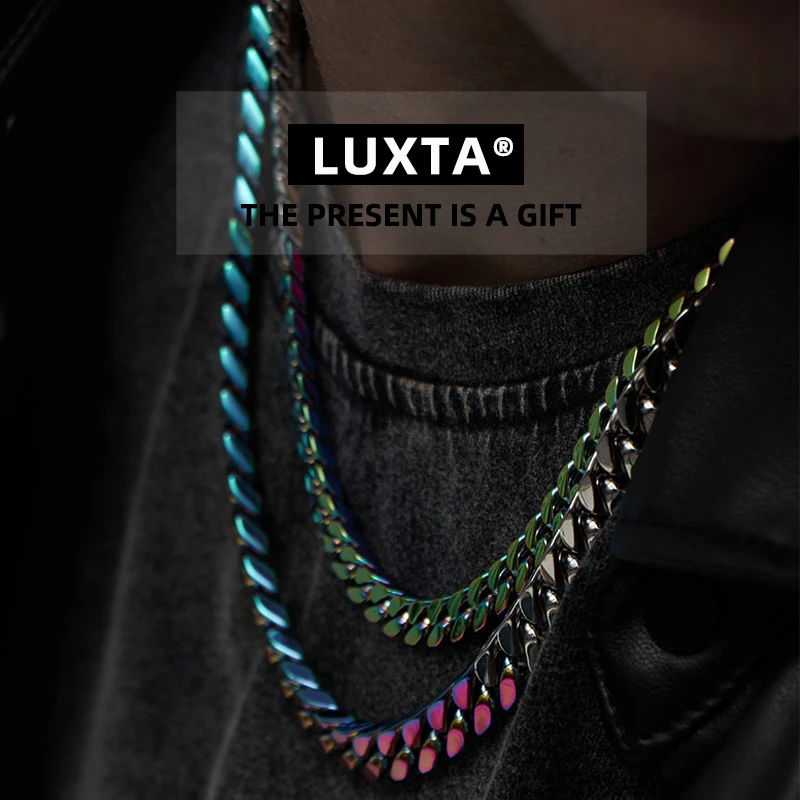 LUXTA-Mixed-Colors-Solid-Miami-Cuban-Chain-Mirror-Polishing-Necklace ...