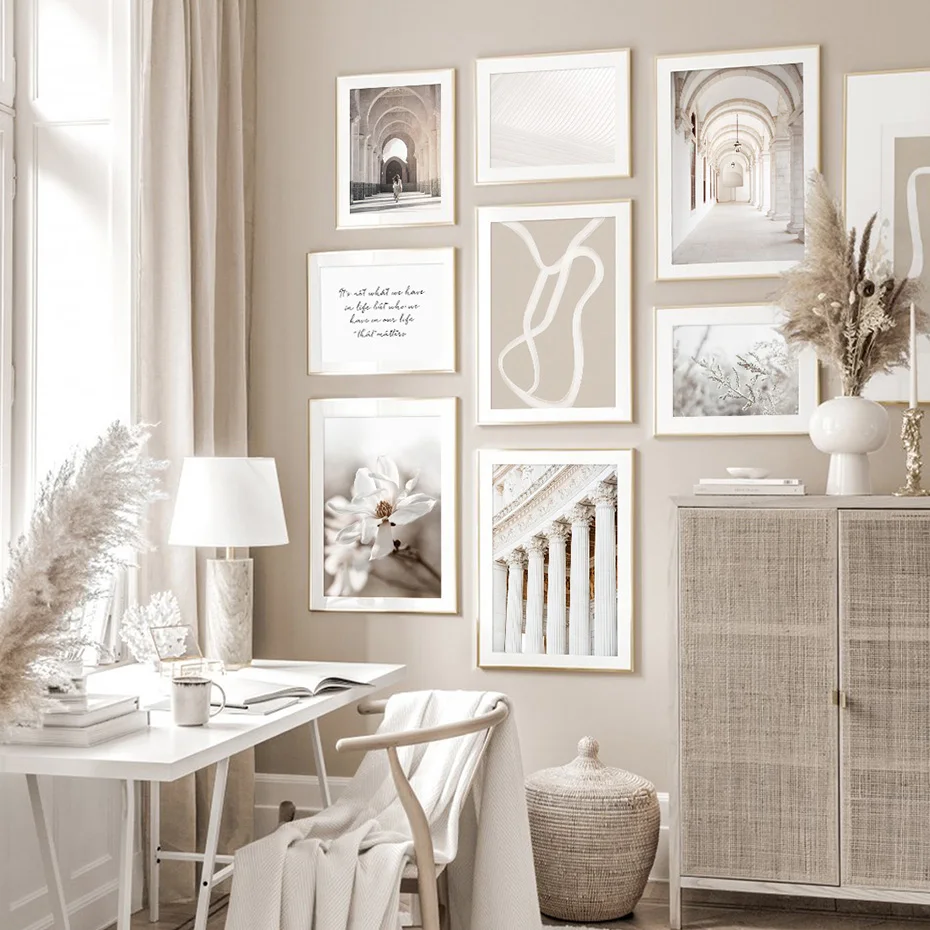 Cuadro en lienzo de Color Beige para decoración del hogar, póster ...