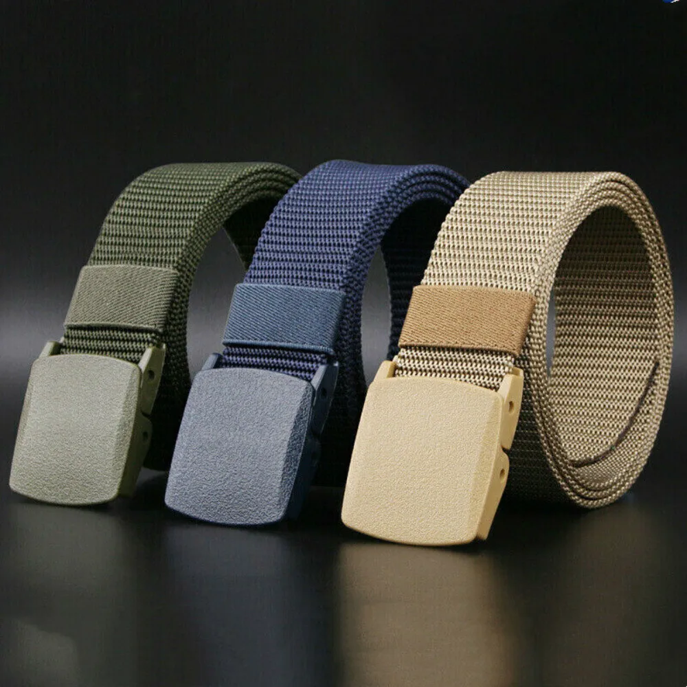120cm-Mens-Canvas-Webbing-Belt-Regular-Military-Slider-Buckle-Army ...