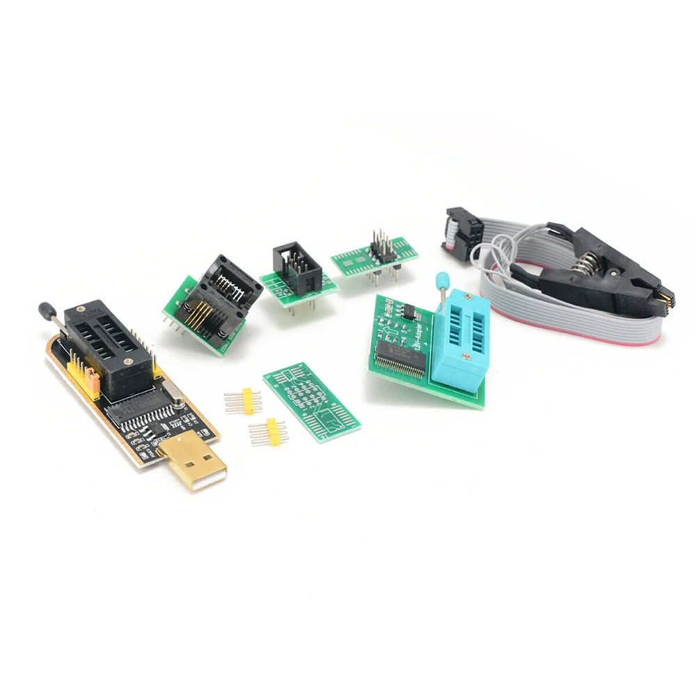 CH341A USB Programmer Kit with SOP8 Clip EEPROM Burner BIOS Flasher SPI ...