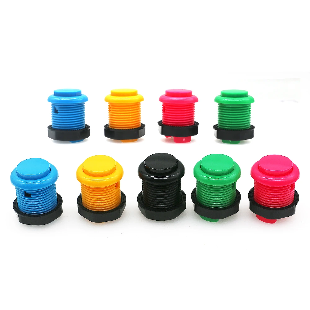 24mm & 28mm Round Arcade Push Button With 2pin Micro Switch Screw Nuts For Diy Console Mario ...
