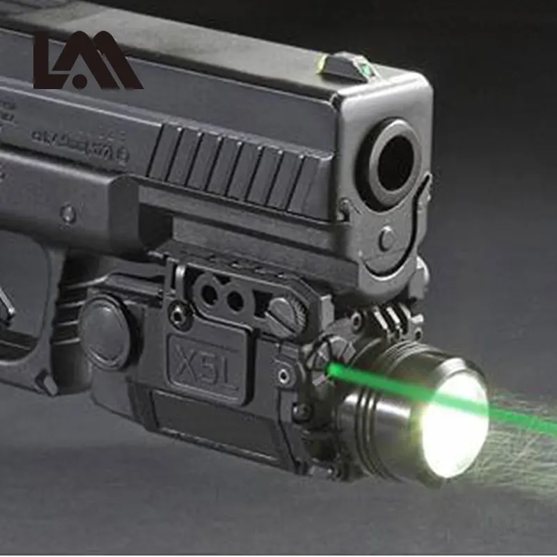 2in1 Tactical X5L LED Flashlight Combo Green Laser Sight Universal ...