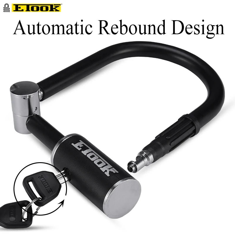 ETOOK cerradura antirrobo de acero para bicicleta de montaña y carretera, candado fuerte en U ...