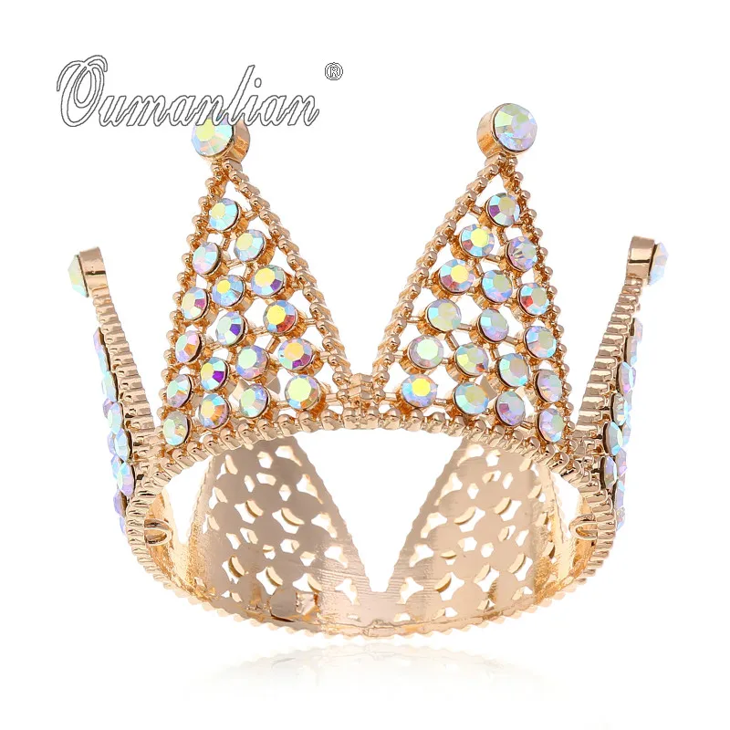 New Small Size Metal Girls Golden Tiara Crystal Flower Crown Tiaras ...