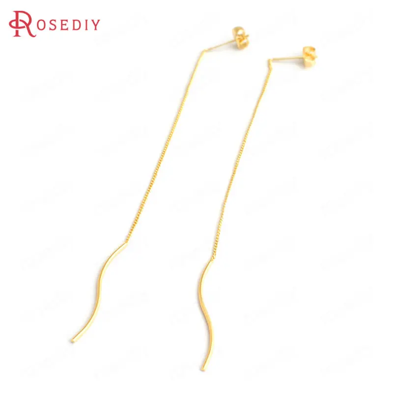 (34947)10PCS Full Length 122MM 24K Gold Color Brass Arcuated Rod Stud ...