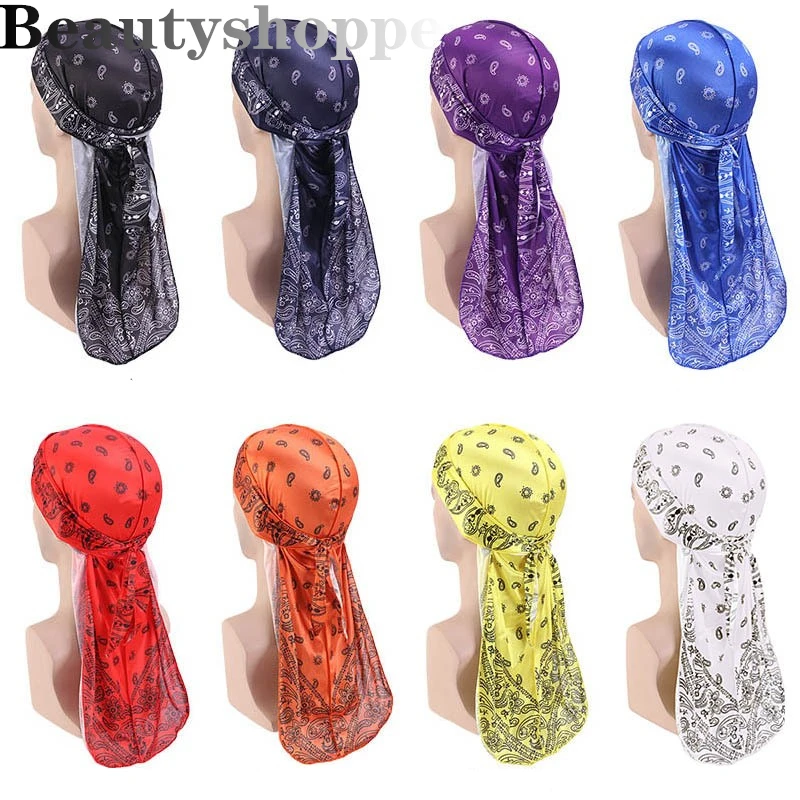 Silky-Durag-For-Men-Paisley-Pattern-Print-Bandana-Cap-Hip-Hop-Headwear ...