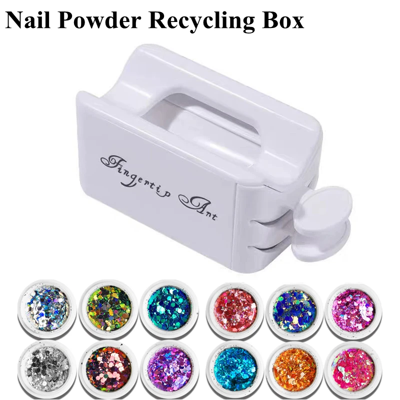 더블 레이어 매니큐어 파우더 재활용 보관함 휴대용 침투 파우더 컨테이너 Abs 소재 네일 용품 도구 세트네일 아트 장비
