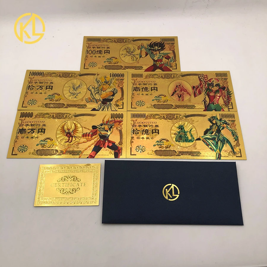 5pcs/lot Japanese Anime Gold banknote Tickets Saint Seiya Banknotes ...