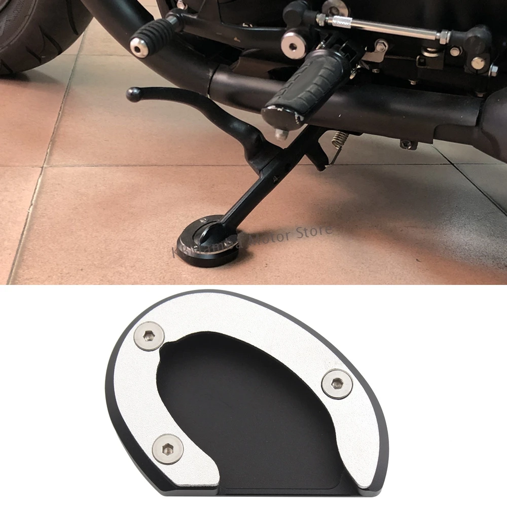 Motorcycle Aluminum Left Kickstand Side Stand Extension Enlarge Pad For ...