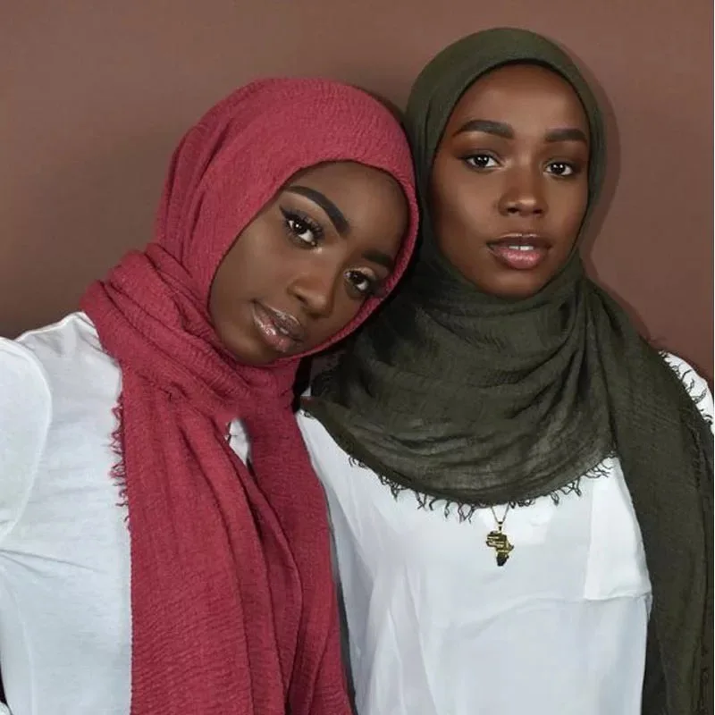 Muslim-Fashion-Women-Crinkle-Hijab-Scarf-Soft-Solid-Head-Scarves-Multi ...