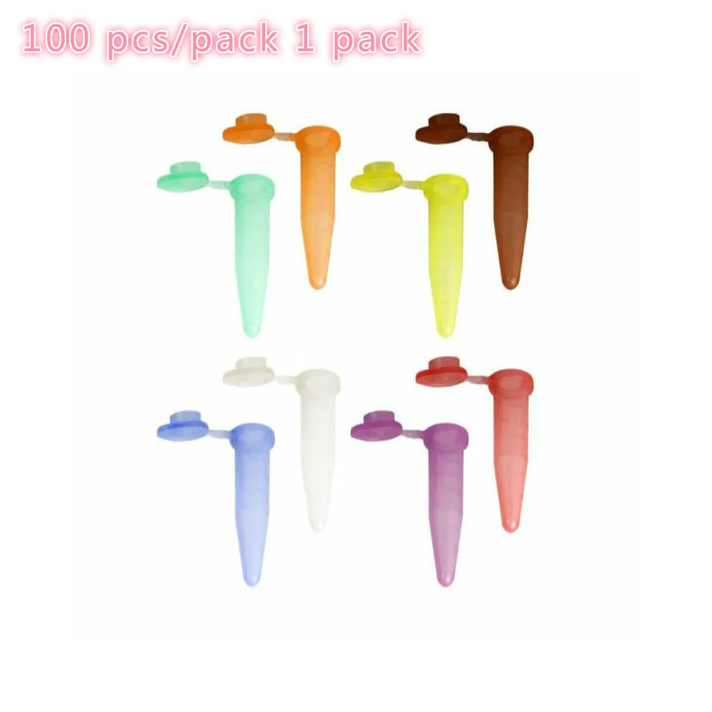 100pcs Mixed Color Plastic Centrifugal Test Tube Sample 1.5ml Vial With ...