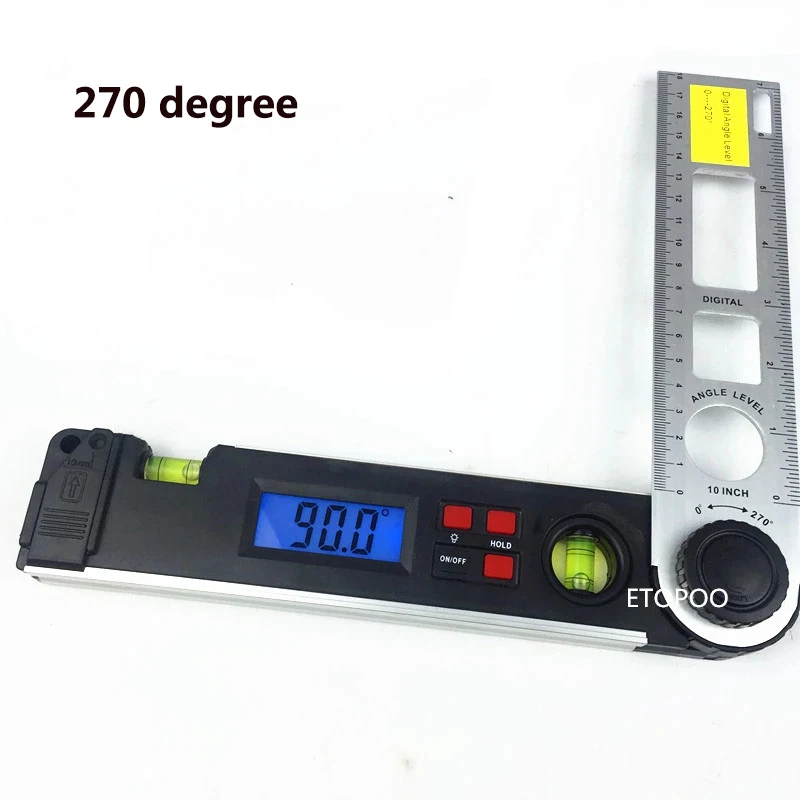 270 degree Digital Angle Finder Level Spirit Level Upright Inclinometer ...