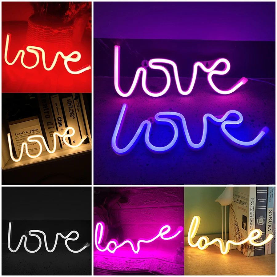 LOVE Neon Light Sign Decoration Lamp Nightlight Ornaments LED Letter ...
