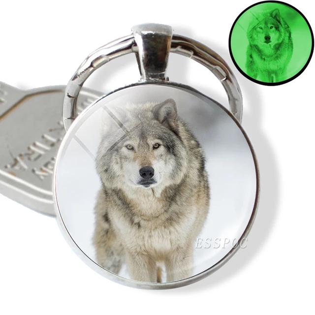 Glow In The Dark Wolf Key Chain Key Rings Holder Luminous Wolf Head ...