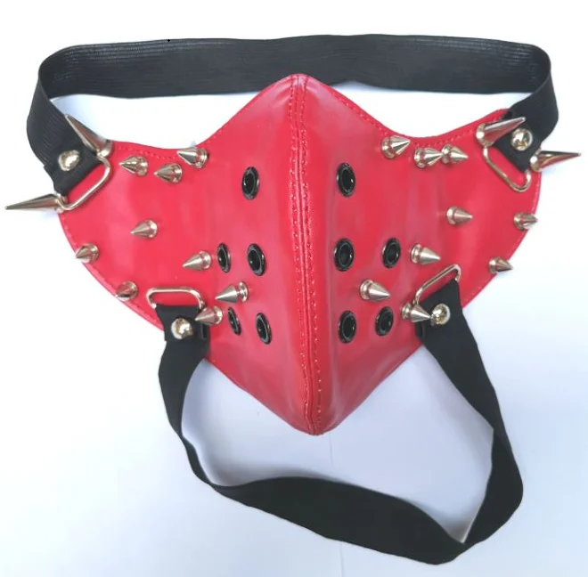 Pu Leather Hip Hop Mask | Pu Leather Spike Mask | Fashion Spiked Mask ...