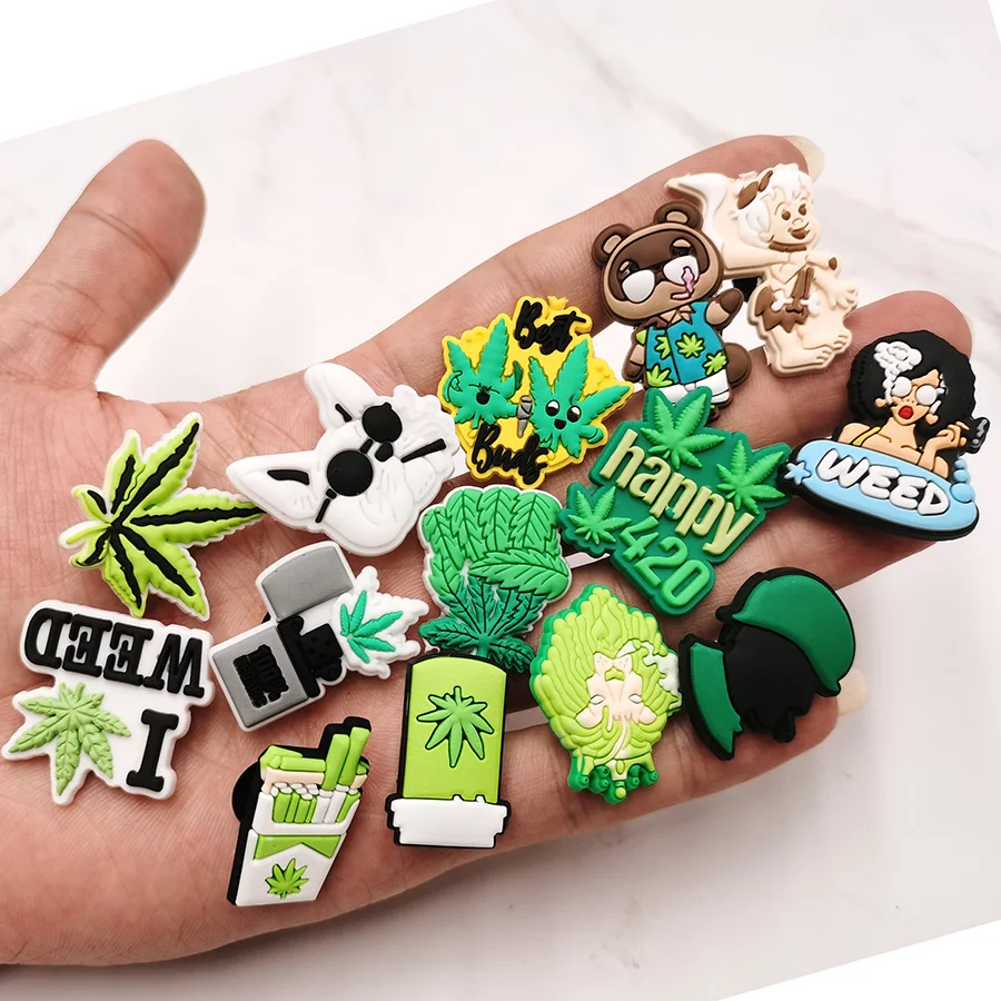 Weed Leaf Croc Charm Pvc Shoe Aceessories Croc Charms Funny, 57% OFF