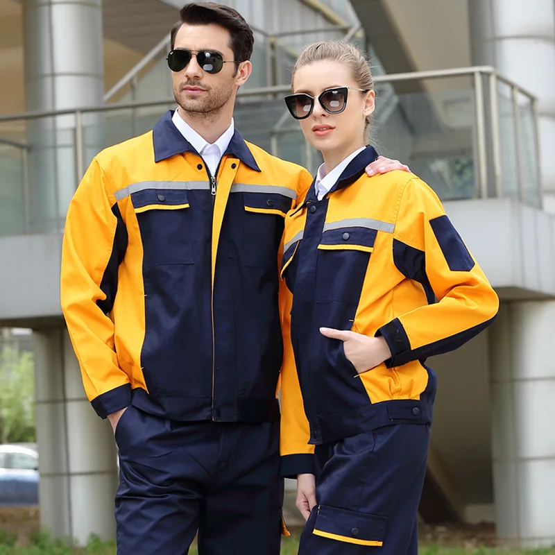 Men-Women-Working-Clothes-Long-Sleeve-Contrast-Color-Workshop-Uniforms ...