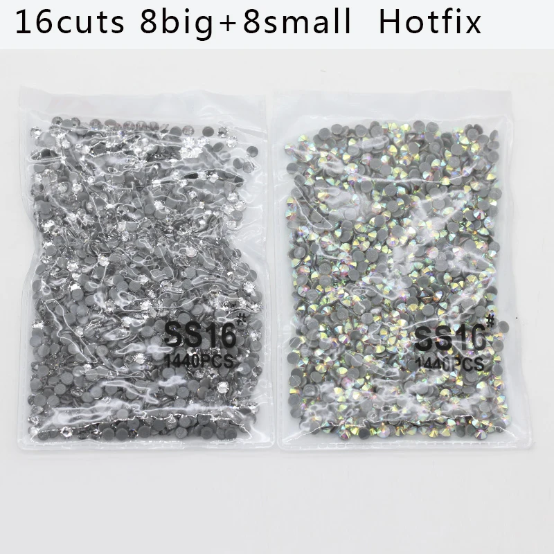 Super bright 16 facets ss16 ss20 ss30 Iron on Hotfix Crystal AB ...