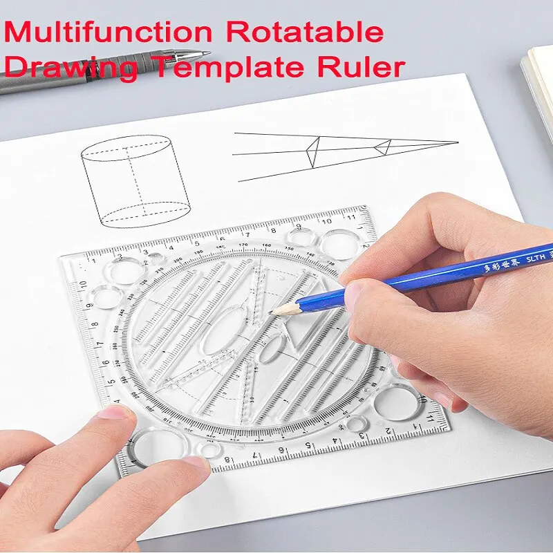 Drafting Rotating Ruler Multifunctional Drawing Template Universal Draw ...