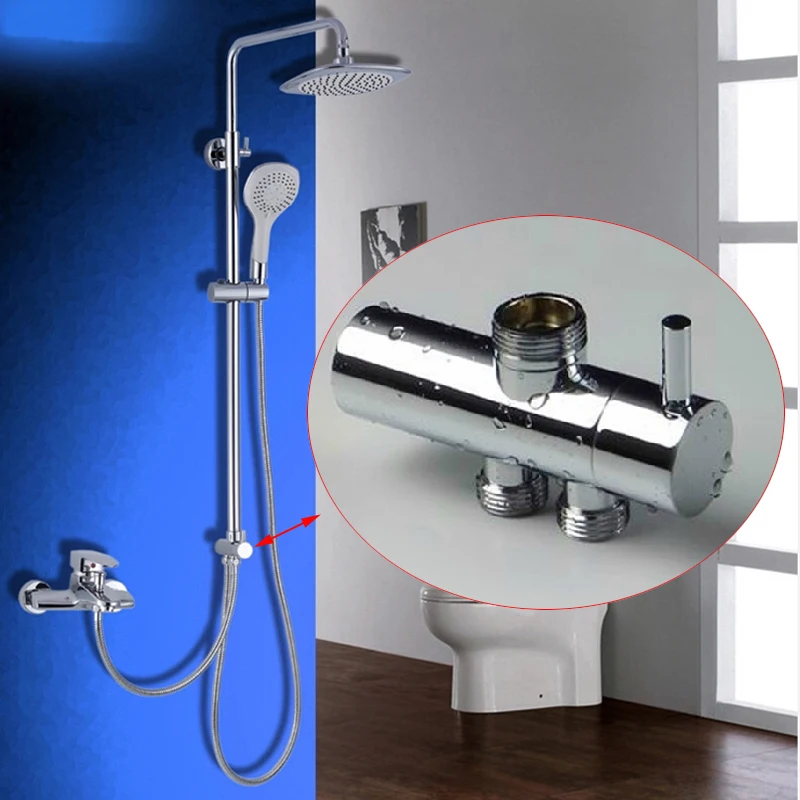 Split Style Bathroom Shower Set Diverter Water Valve wall mounted Brass ...