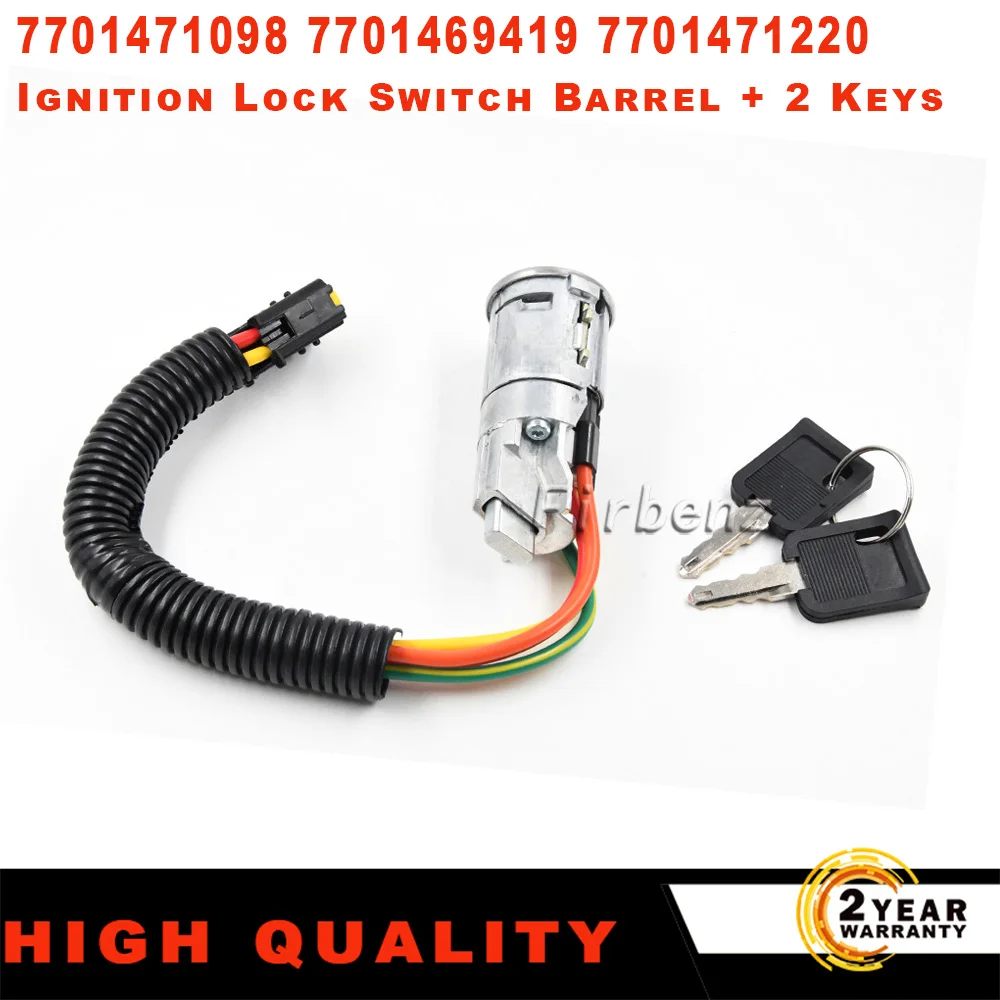 7701469419 7701471098 7701471220 Ignition Lock Switch Barrel + 2 Keys ...