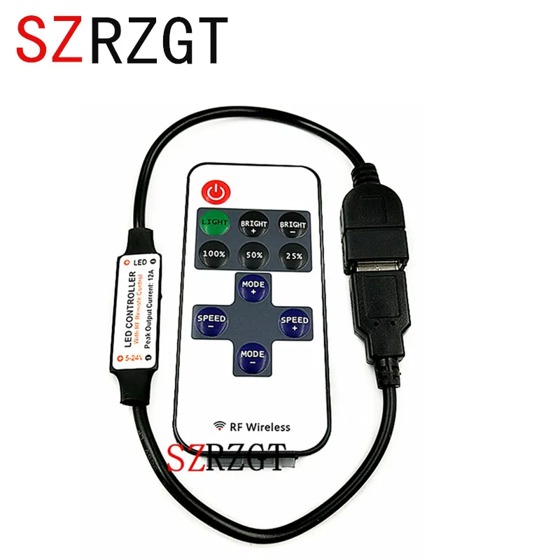 11-Keys-LED-Strip-Controller-Mini-Dimmer-RF-Remote-5V-USB-interface ...