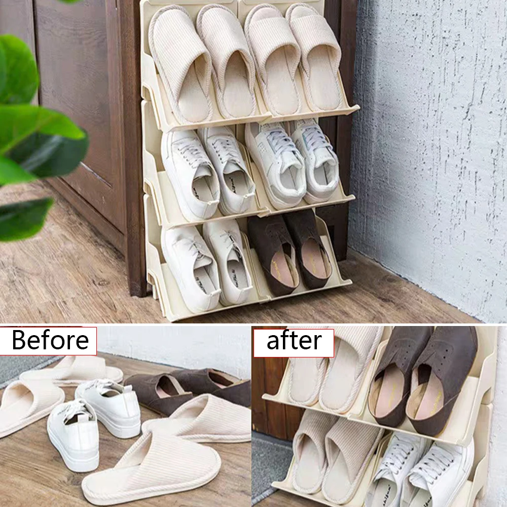 2 6 штук в партии прочный регулируемый обувной Органайзер Nordic Пластик обуви стойки Экономия