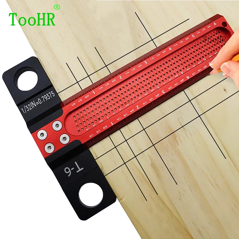 6-12-INCH-Woodworking-Scribe-T-type-Square-Hole-Scribing-Ruler-Crossed ...
