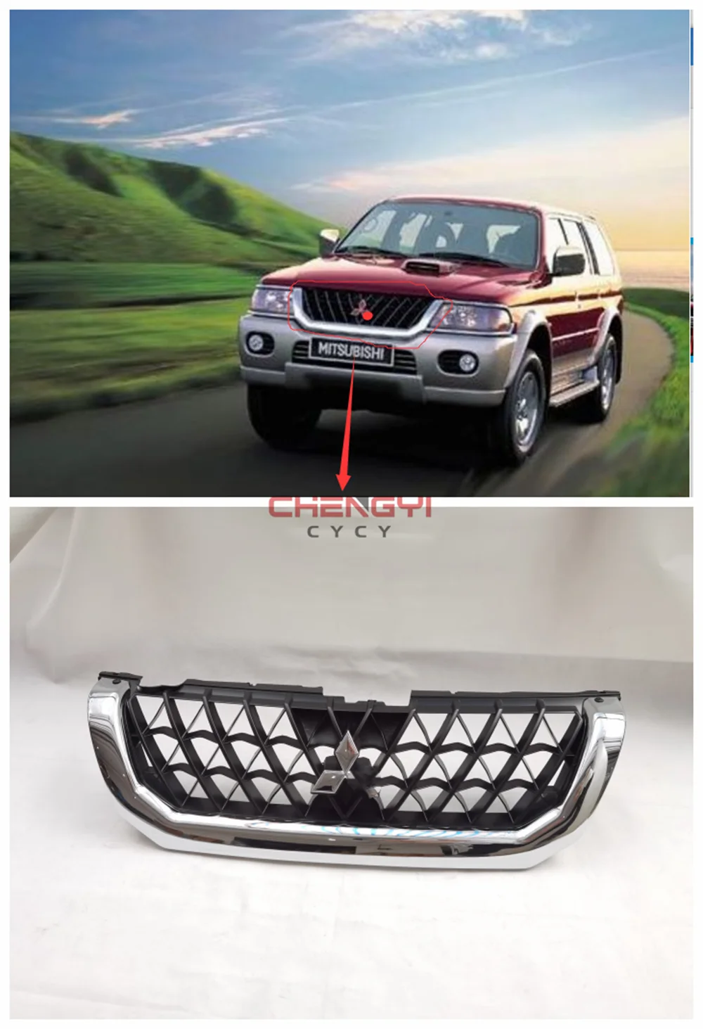 Front-Bumper-Upper-Grille-Grill-Insert-Radiator-For-Mitsubishi-Montero ...
