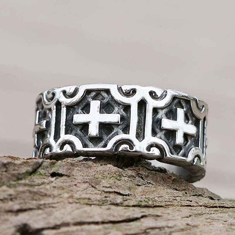 Classic Christian Jesus Cross Ring for Men And Women Vintage Stainless ...