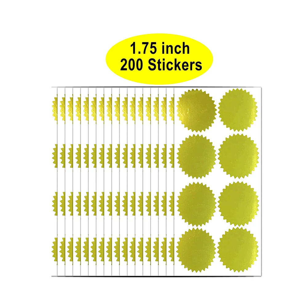 200pcs Gold Embossed Stickers Foil Blank Certificate Seal Label - 1 3/4 ...