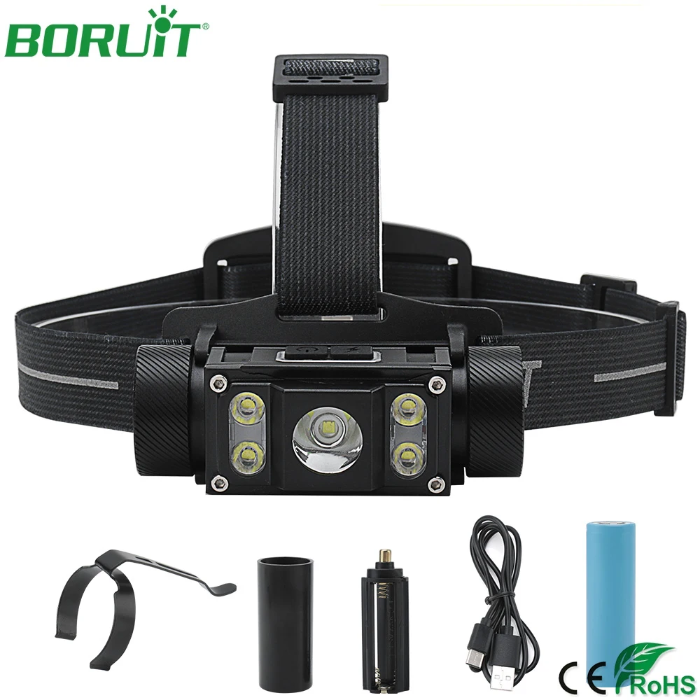 BORUiT-Super-Bright-LED-Headlamp-Fishing-Headlight-Rechargeable-Lantern ...