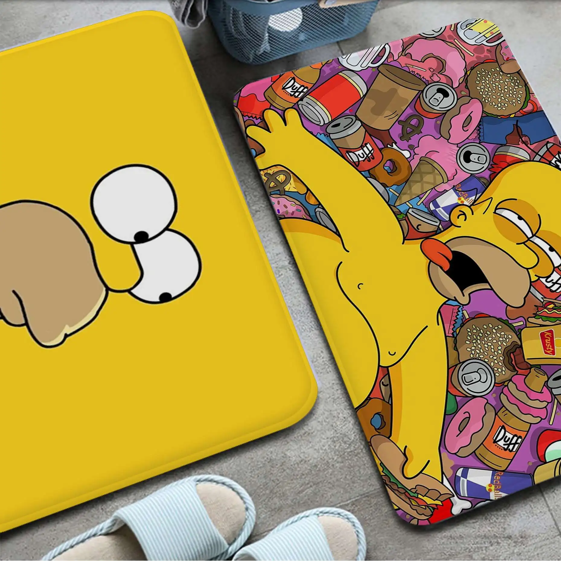 Simpsons 프린트 플란넬 바닥 매트, 거실 주방용 미끄럼 방지 카펫, 욕실 장식, 웰컴 도어 매트|매트| - AliExpress