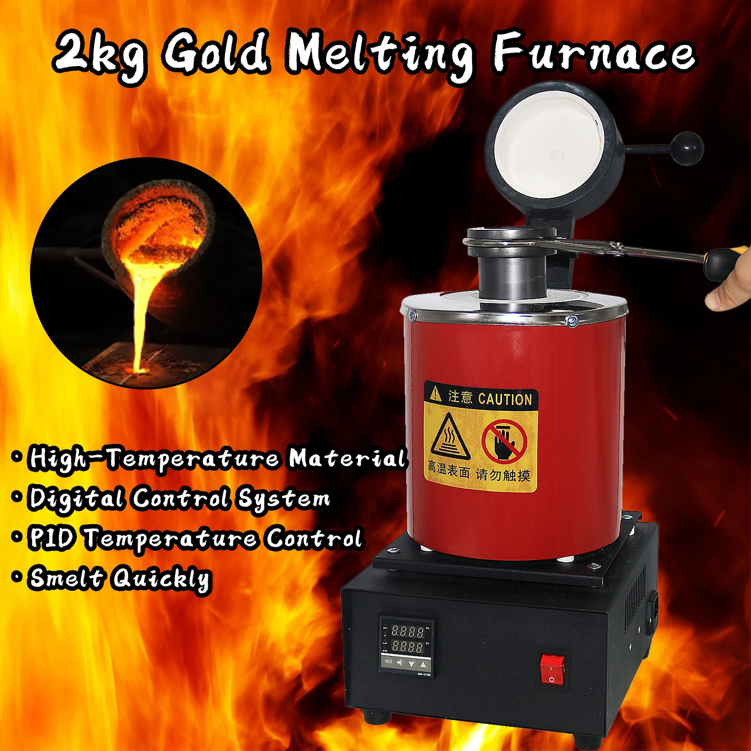 2KG Small Mini Metal Digital Melting Furnace Machine For Heating ...