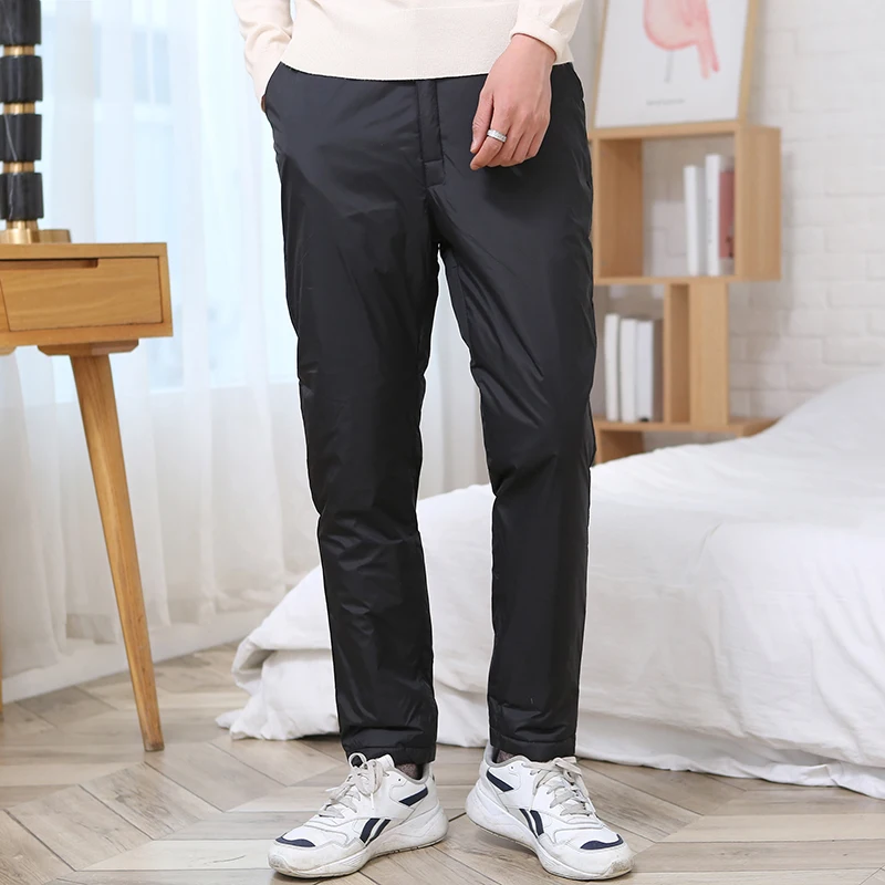 Winter Black Down Wadded Trousers Men Puffer Down Feather Pant ...